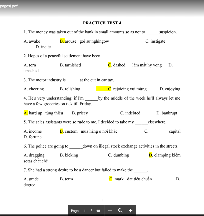 LEXICO GRAMMAR WORD FORM OPEN CLOZE TEST With Answers 48 Pages